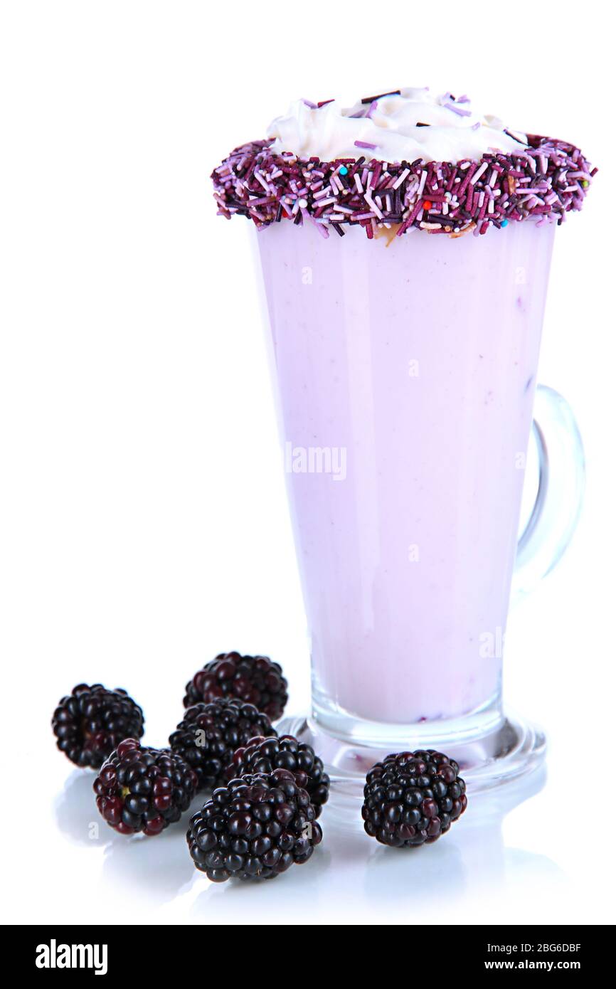 Delicious milk shake isolated on white Stock Photo - Alamy