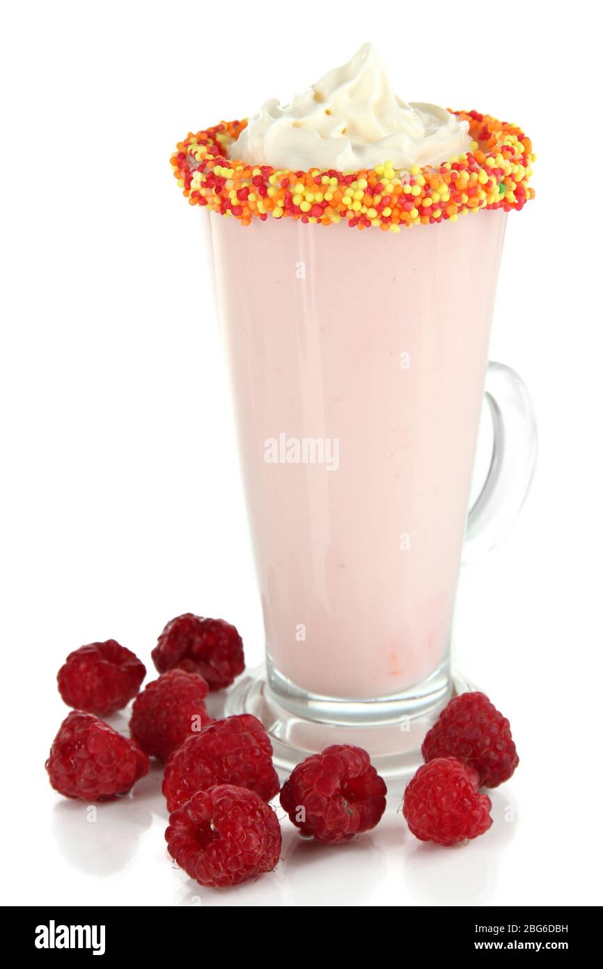 Delicious milk shake isolated on white Stock Photo - Alamy