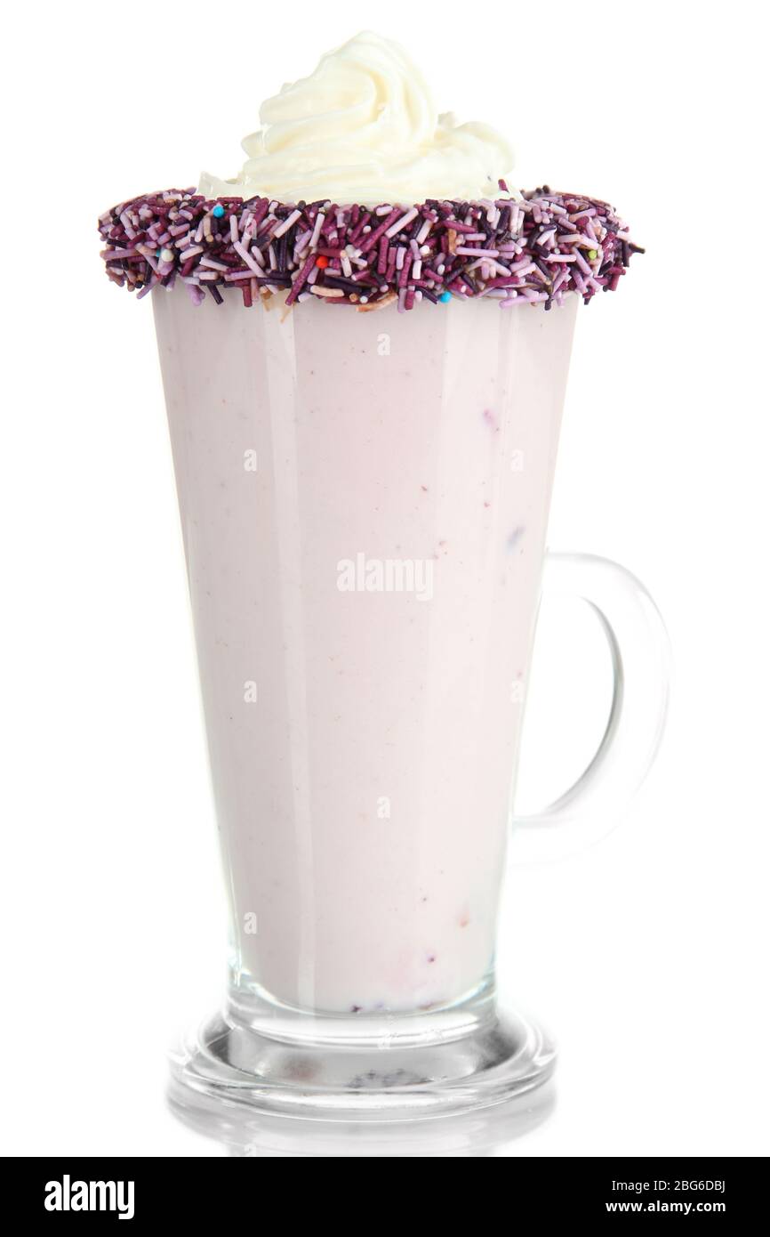Delicious milk shake isolated on white Stock Photo - Alamy