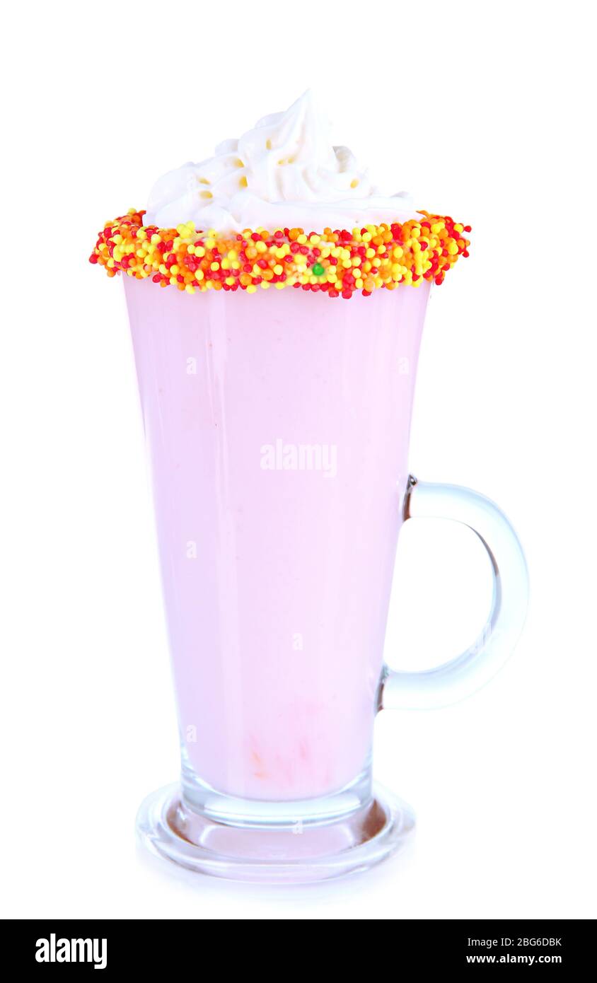 Delicious milk shake isolated on white Stock Photo - Alamy