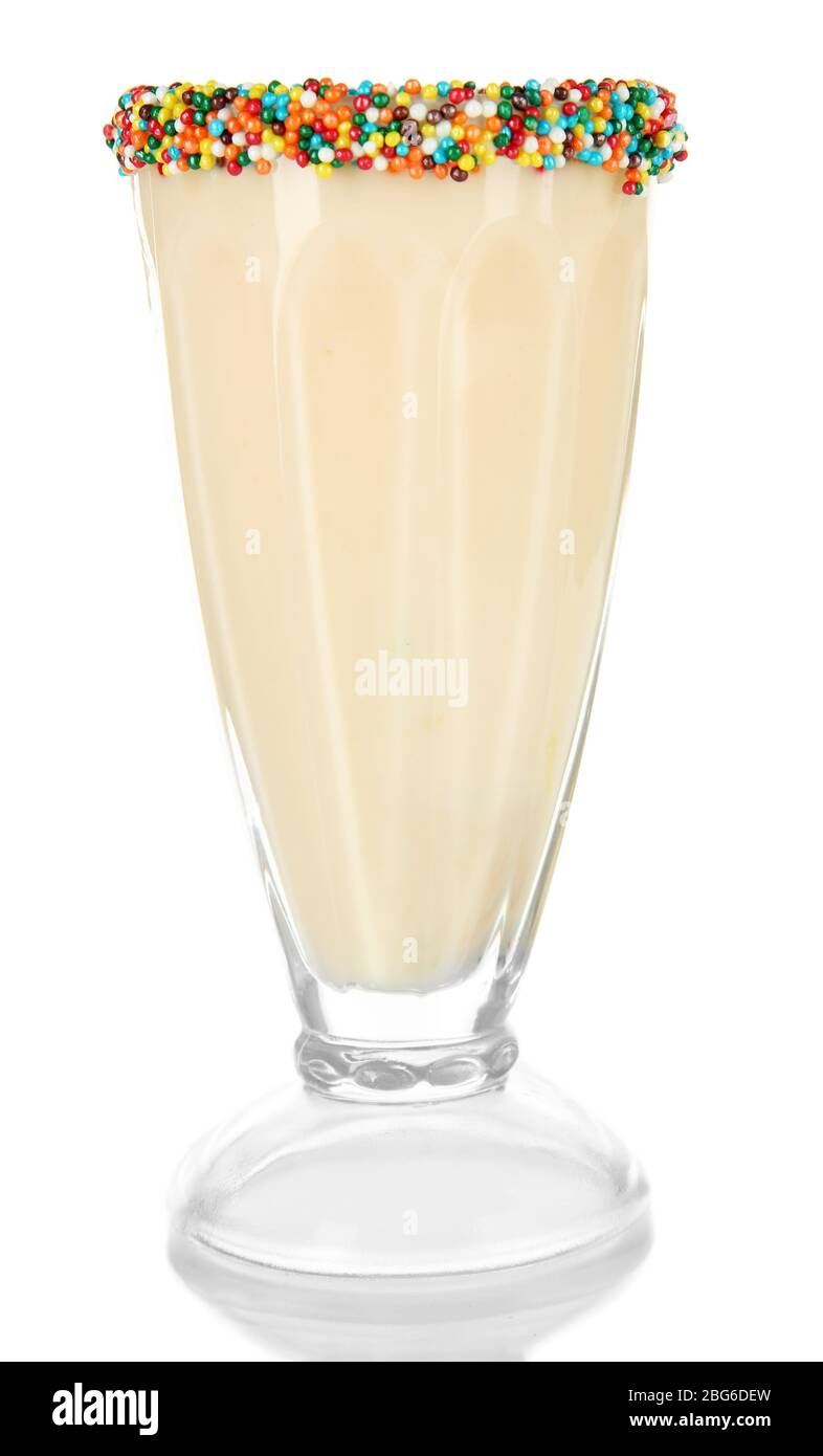 Delicious milk shake isolated on white Stock Photo - Alamy