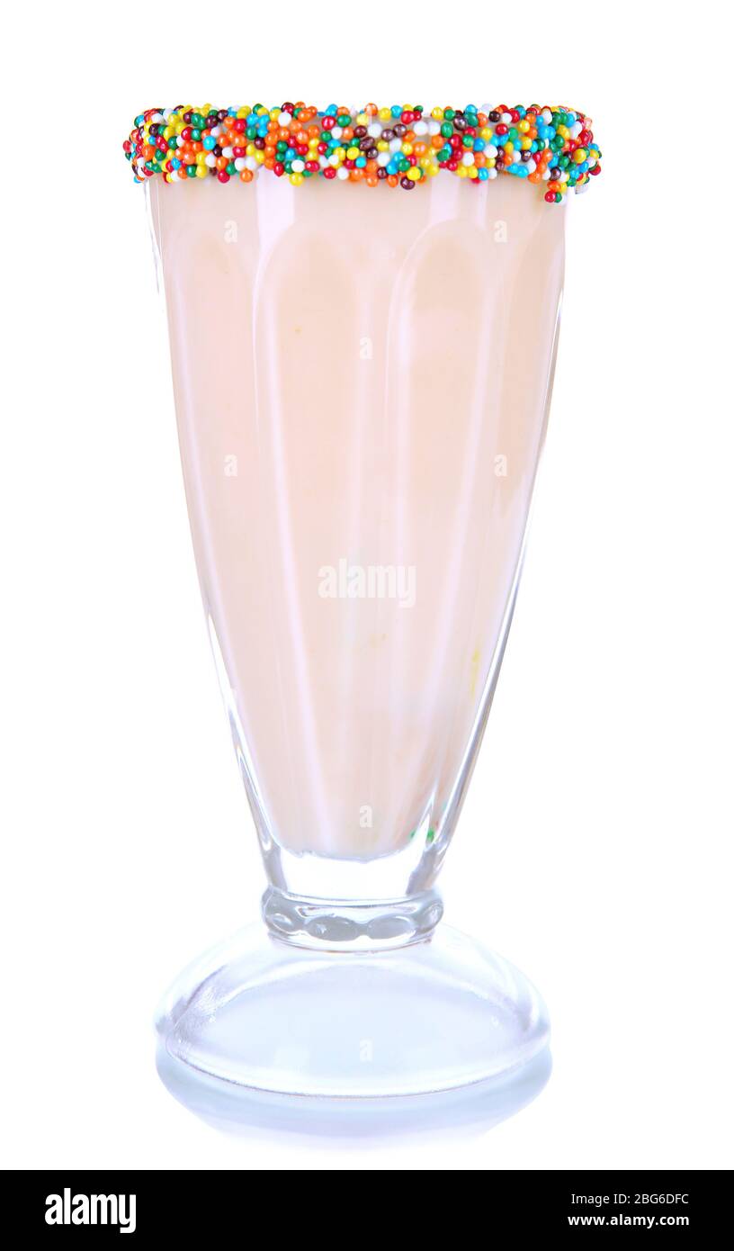 Delicious milk shake isolated on white Stock Photo - Alamy