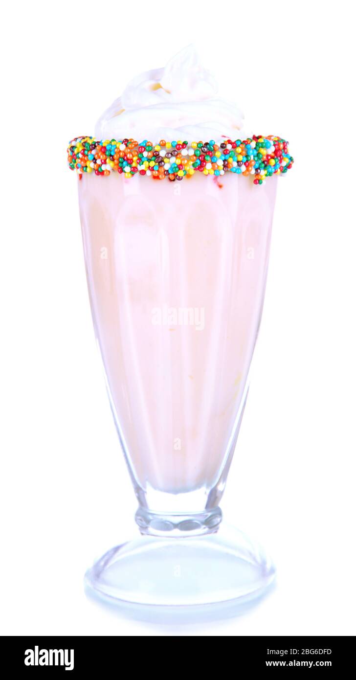 Delicious milk shake isolated on white Stock Photo - Alamy