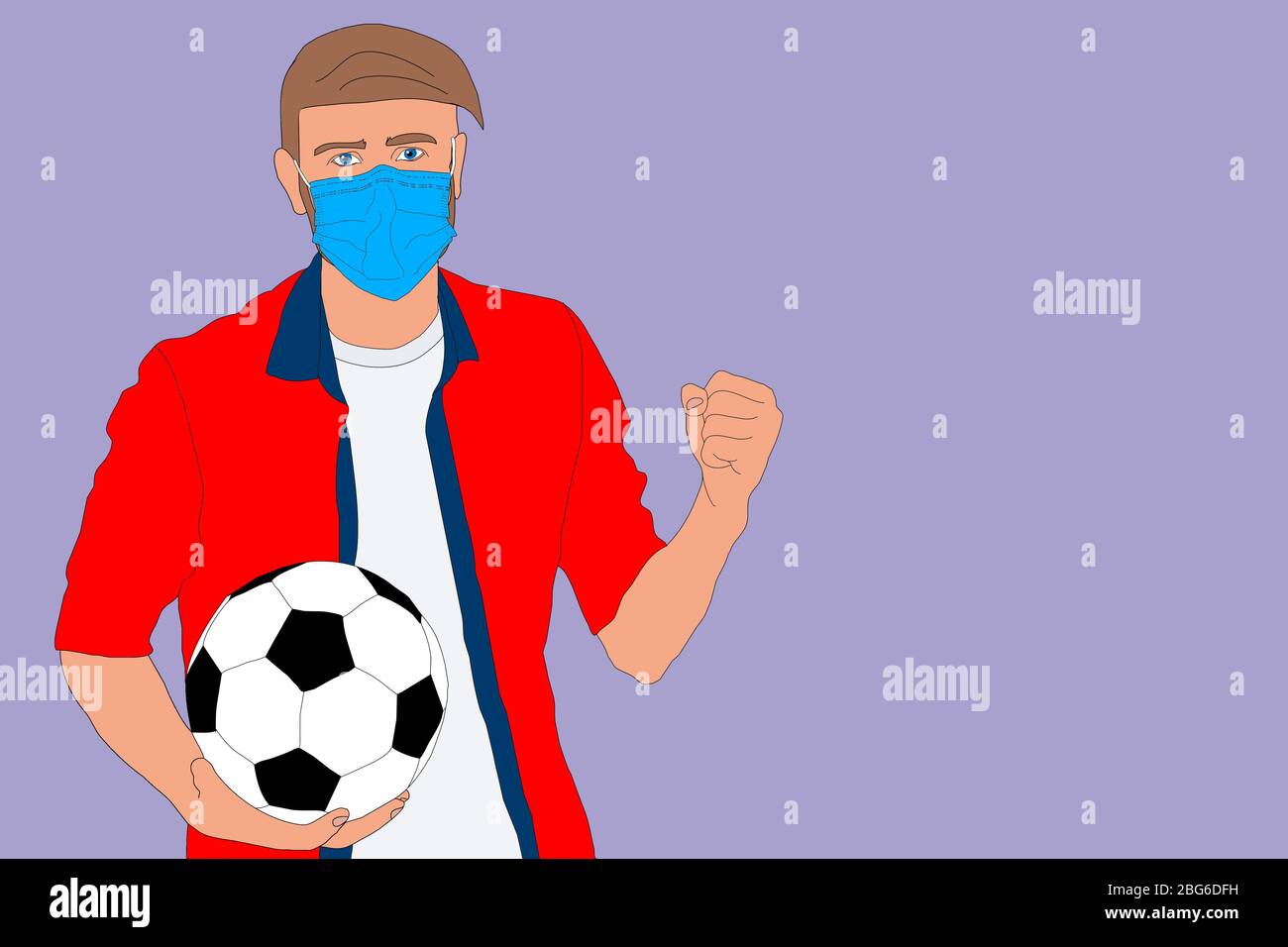masked soccer fan, football fan male character with ball Stock Photo ...