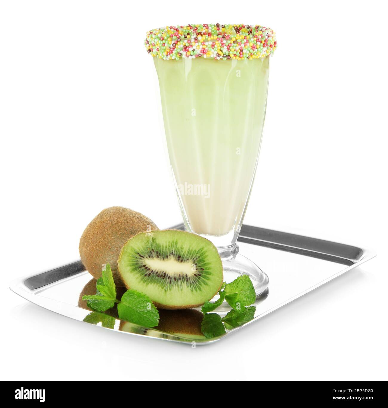Delicious milk shake isolated on white Stock Photo - Alamy