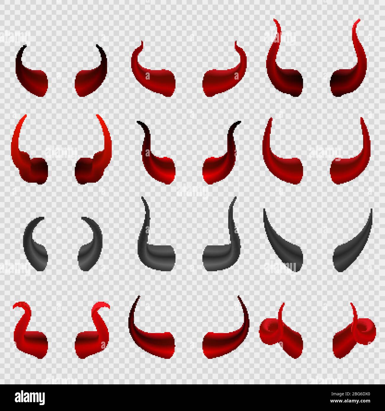 Devil horns collection. Satan hell vector symbols. Demon and devil ...