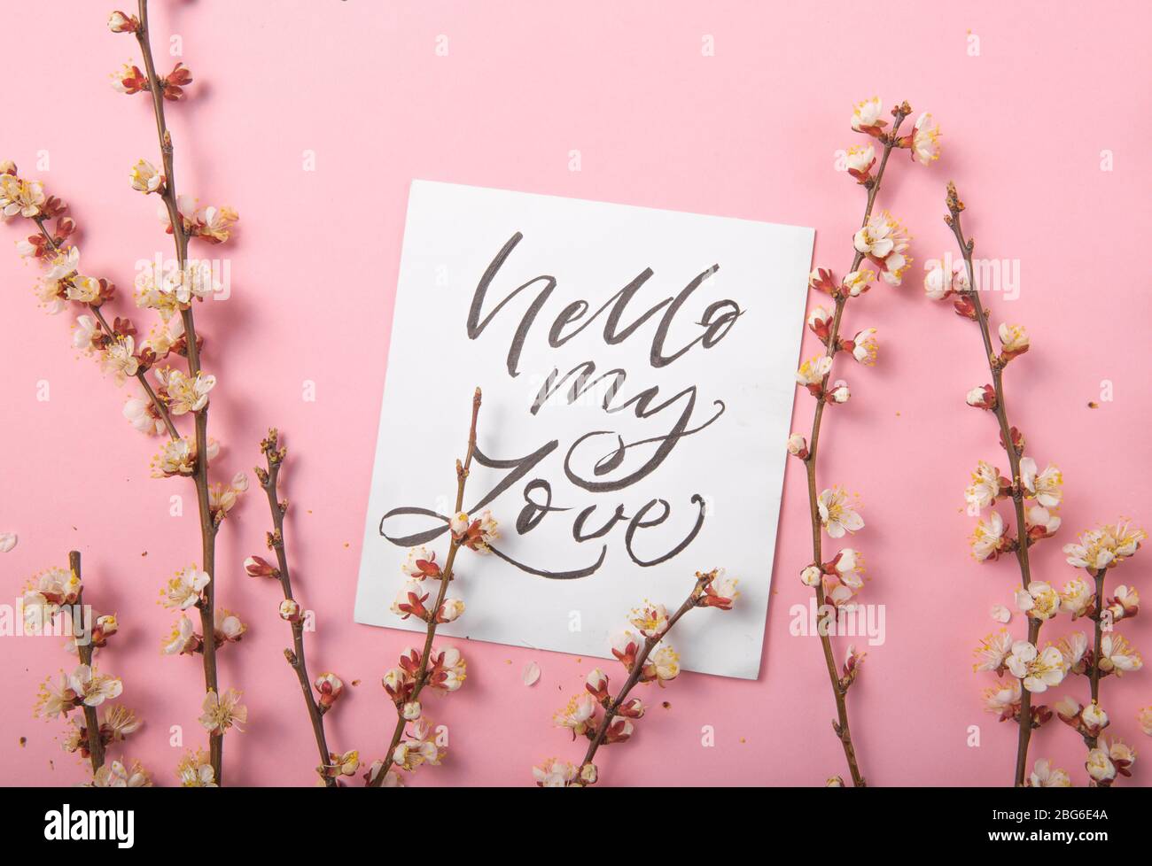 Hello my love handwritten inscription. Hand drawn lettering ...