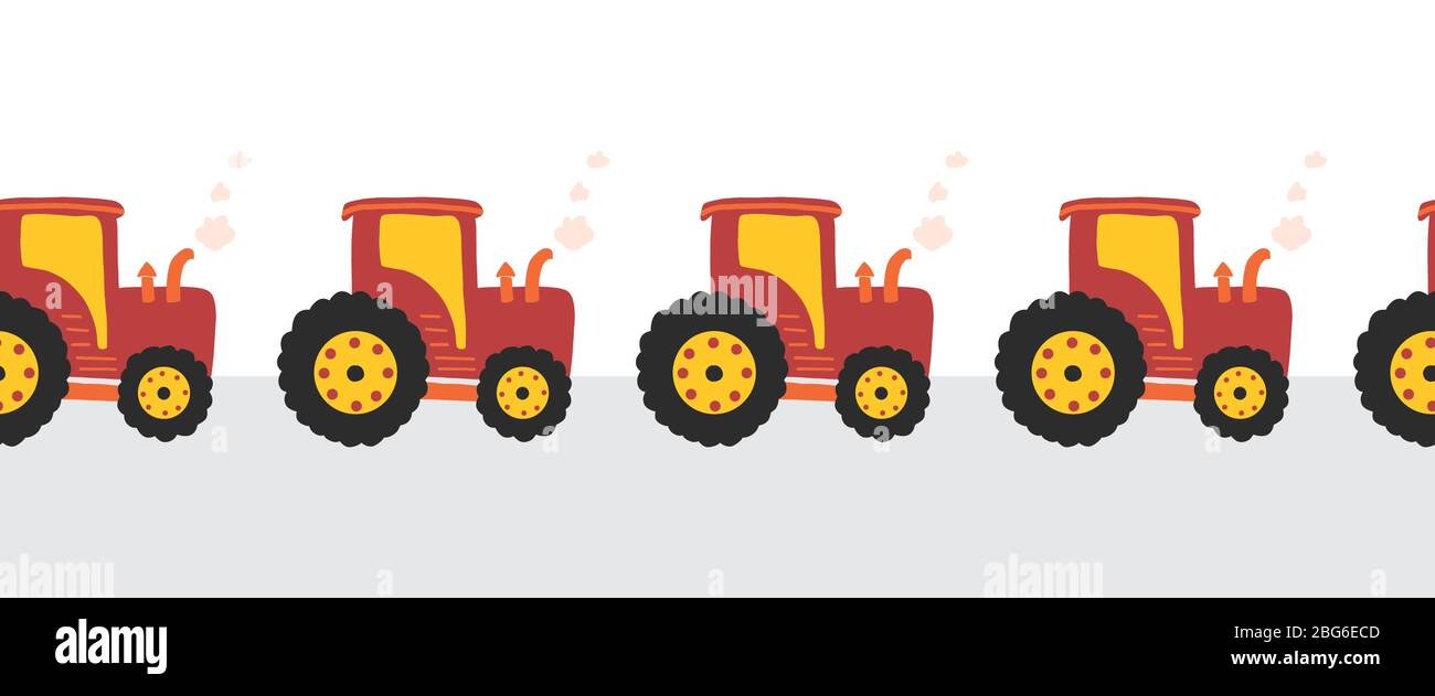 Tractors seamless vector border. Repeating kids pattern tractors Stock ... Tractors seamless vector border. Repeating kids pattern tractors Stock ...
