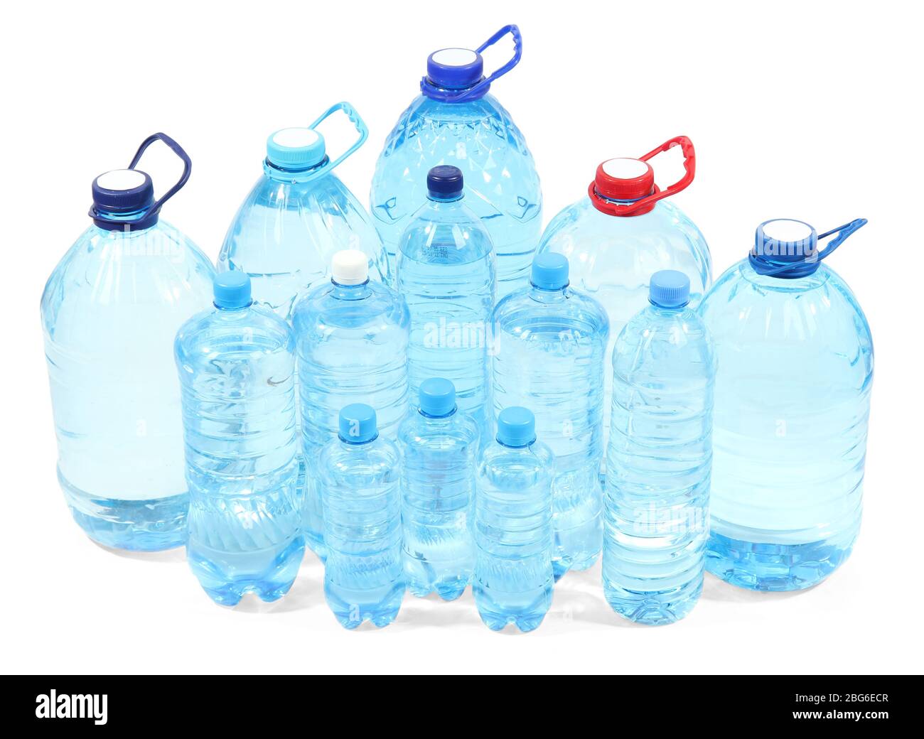 Water in different bottles isolated on white Stock Photo - Alamy