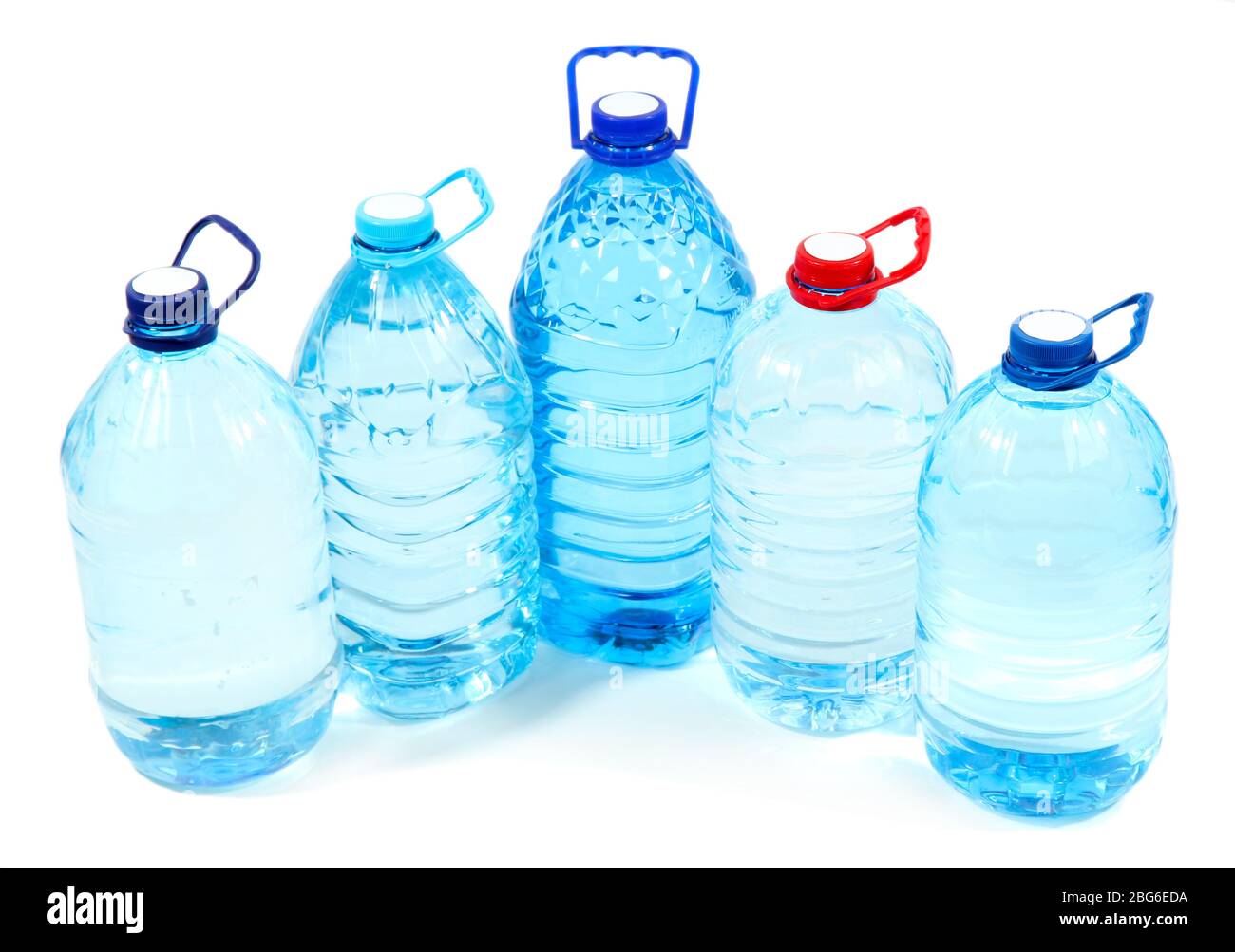 Water in big bottles isolated on white Stock Photo - Alamy