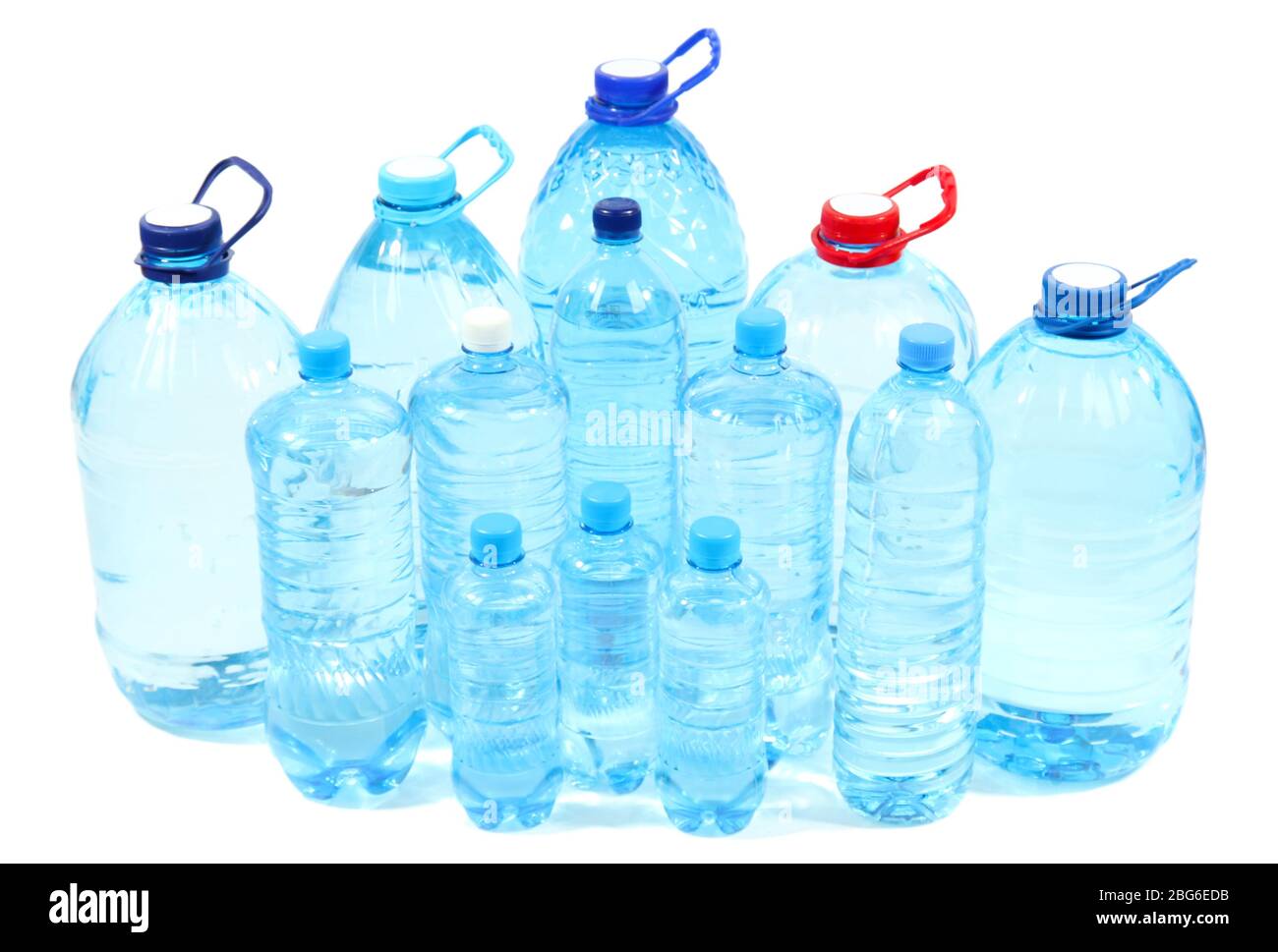 Water in different bottles isolated on white Stock Photo - Alamy