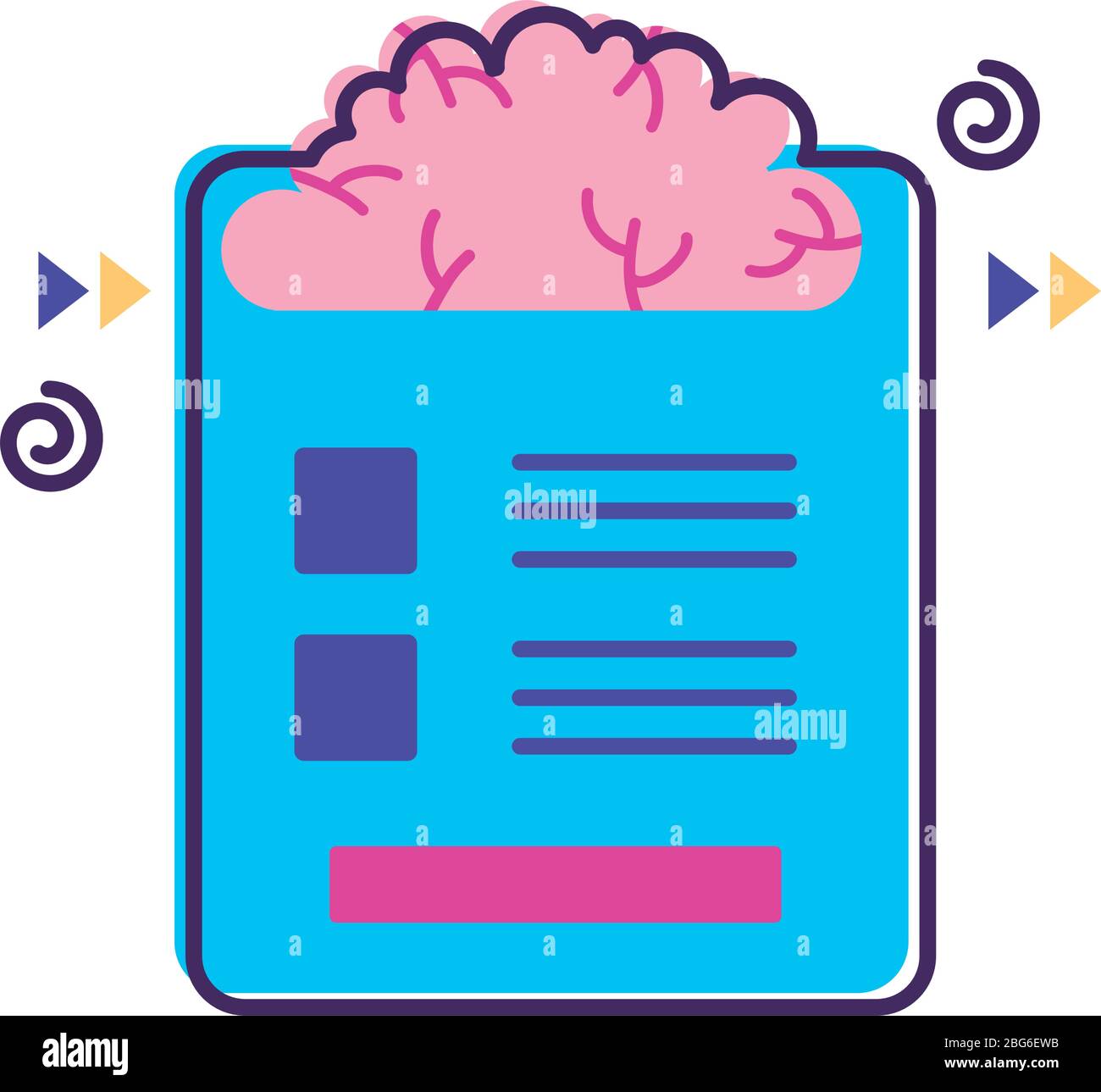 brain with document mental health flat style icon Stock Vector Image ...