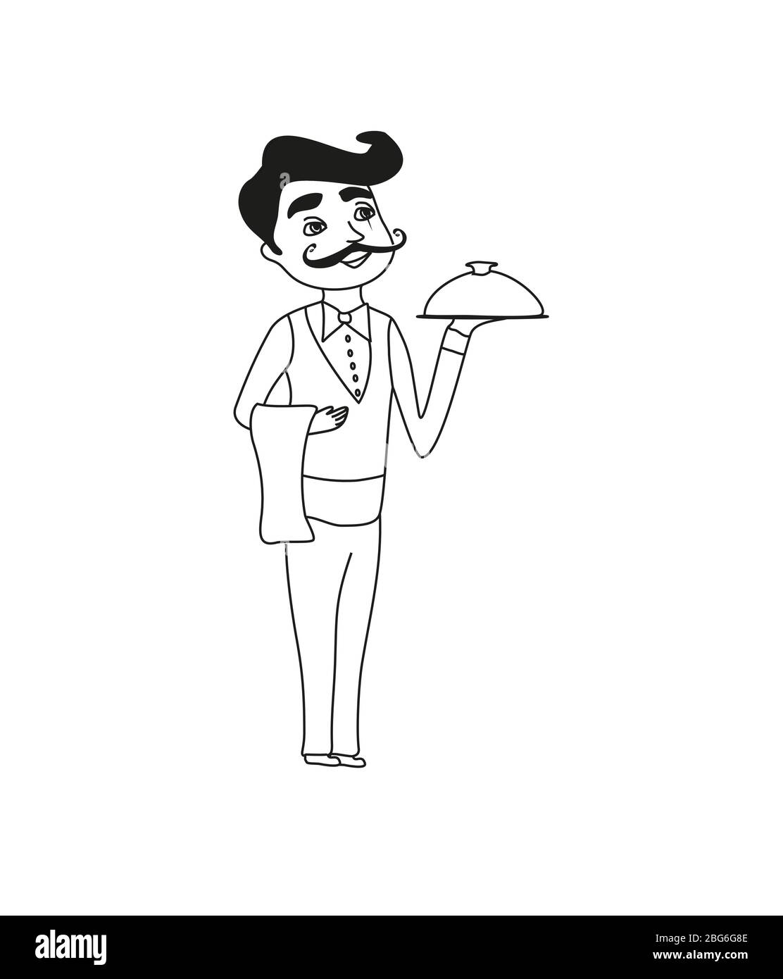Cartoon Waiter - funny doodle illustration Stock Vector Image & Art - Alamy