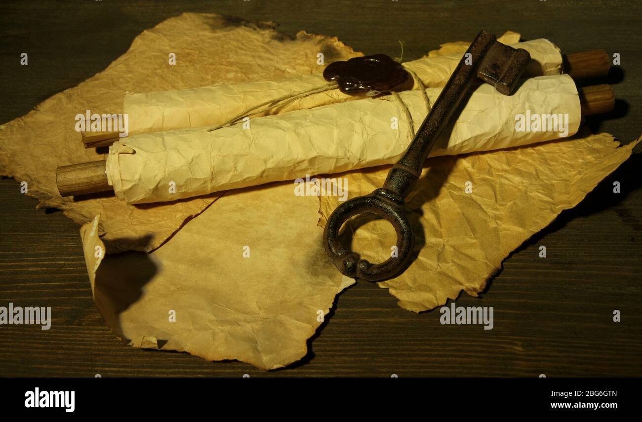 Old paper key scroll hi-res stock photography and images - Alamy