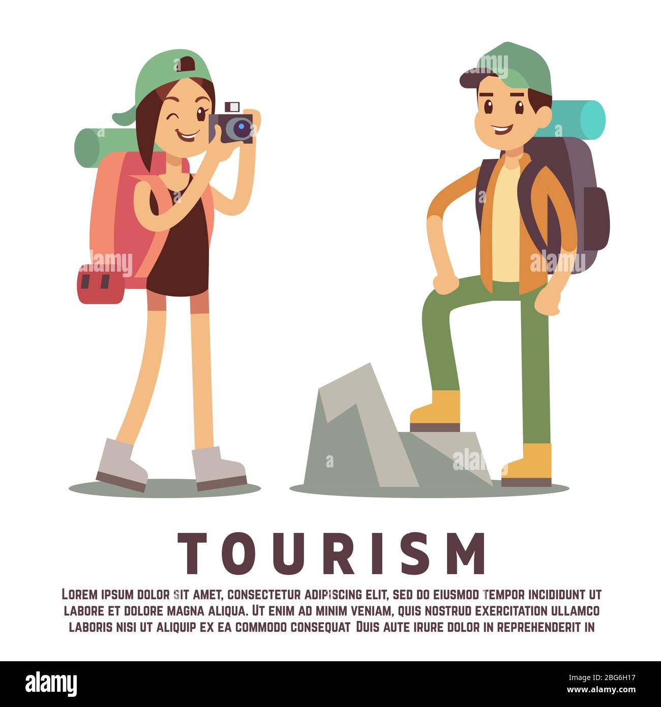 Tourist cartoon characters isolated on white background. Tourism flat ...