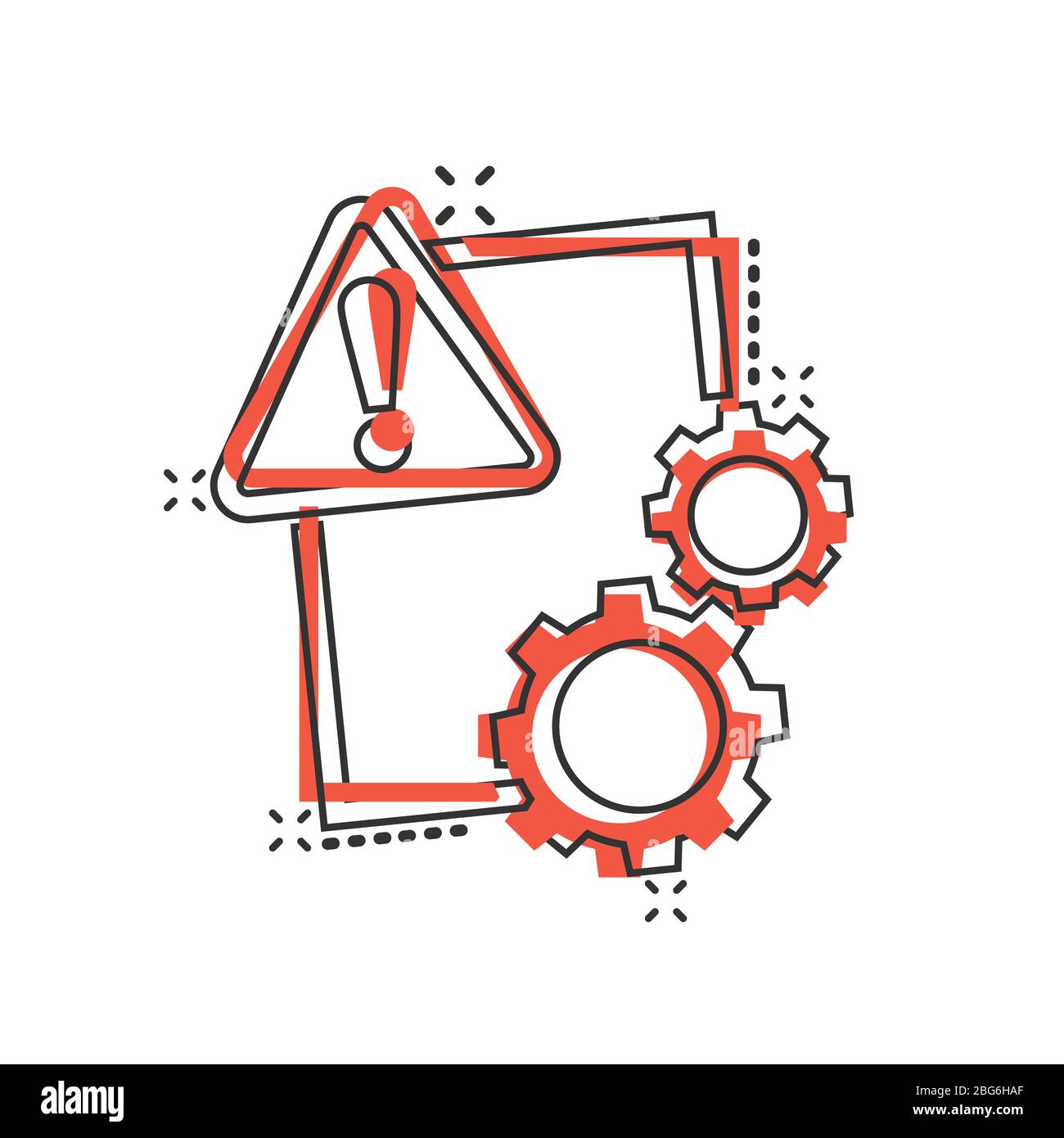 Document error icon in comic style. Broken report cartoon vector ...