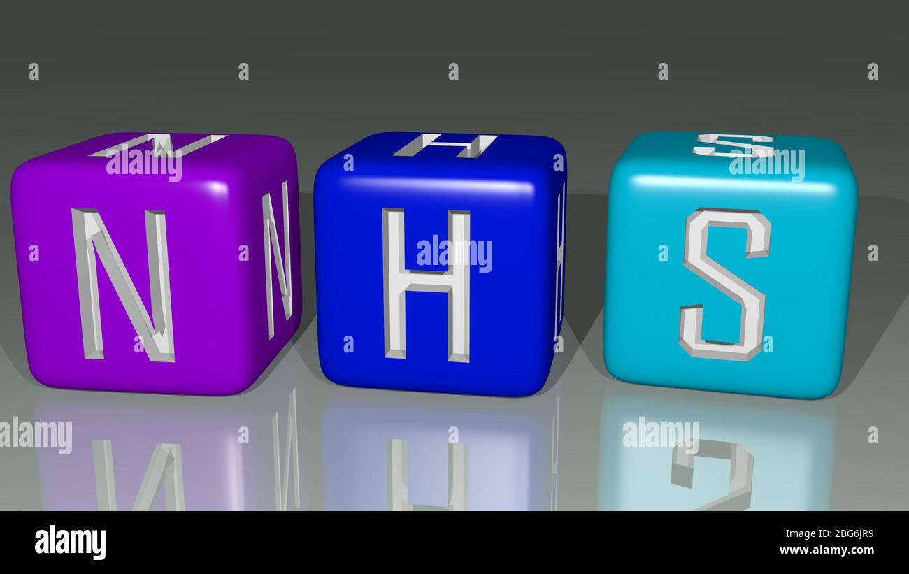 combination of NHS built by cubic letters from the top perspective ...