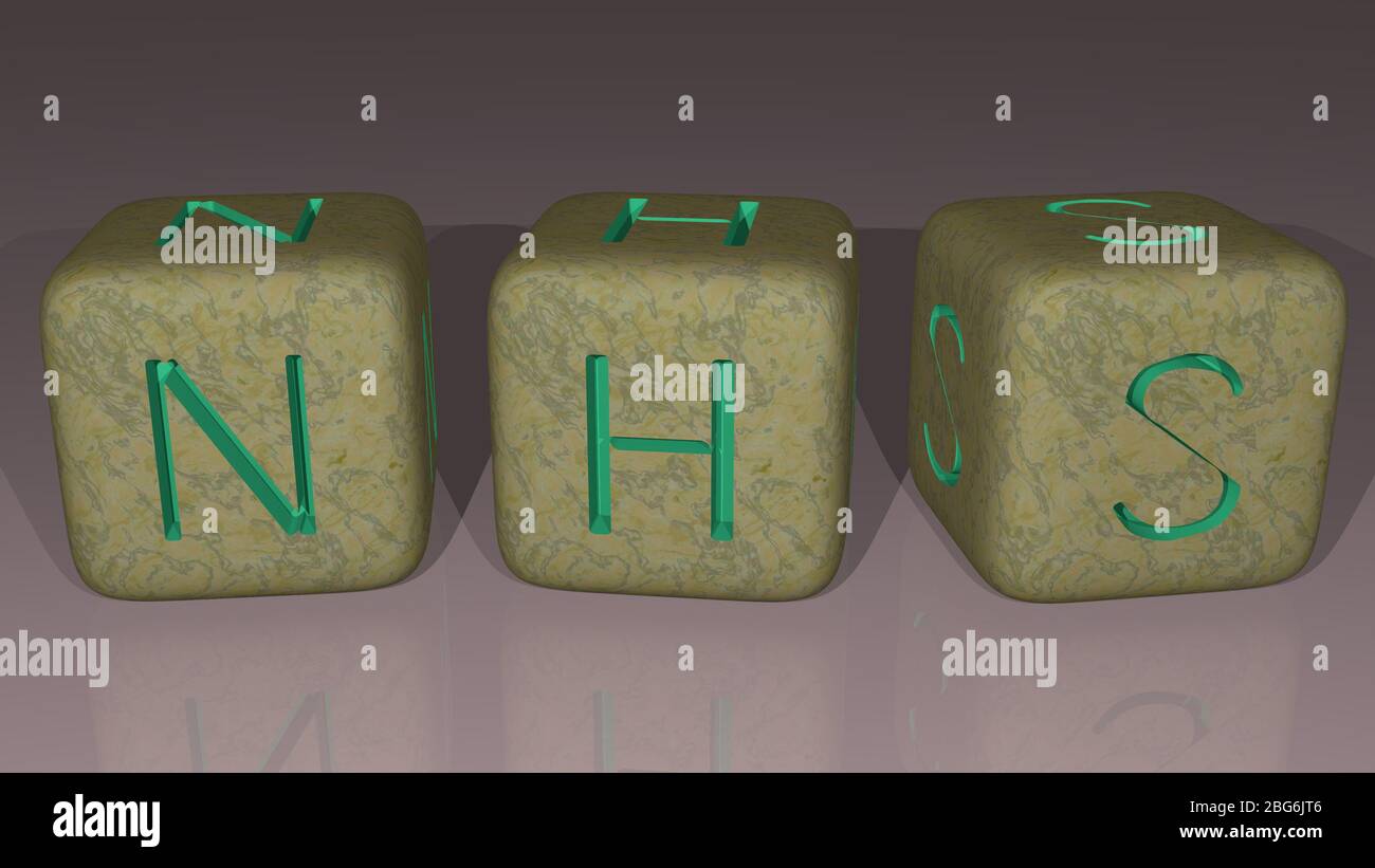combination of NHS built by cubic letters from the top perspective ...
