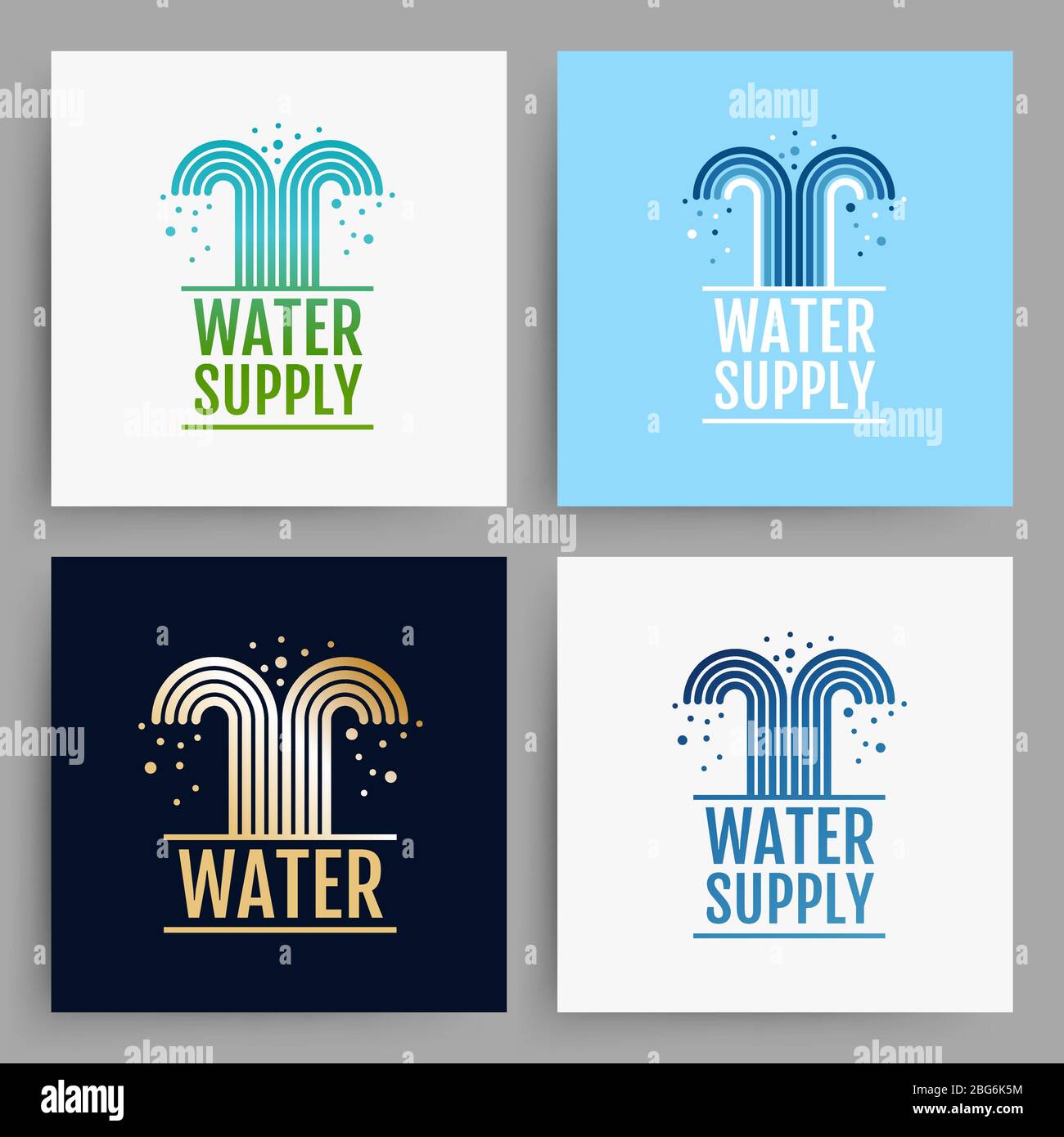 Water supply logo design. Cards collection with water emblem. Vector ...