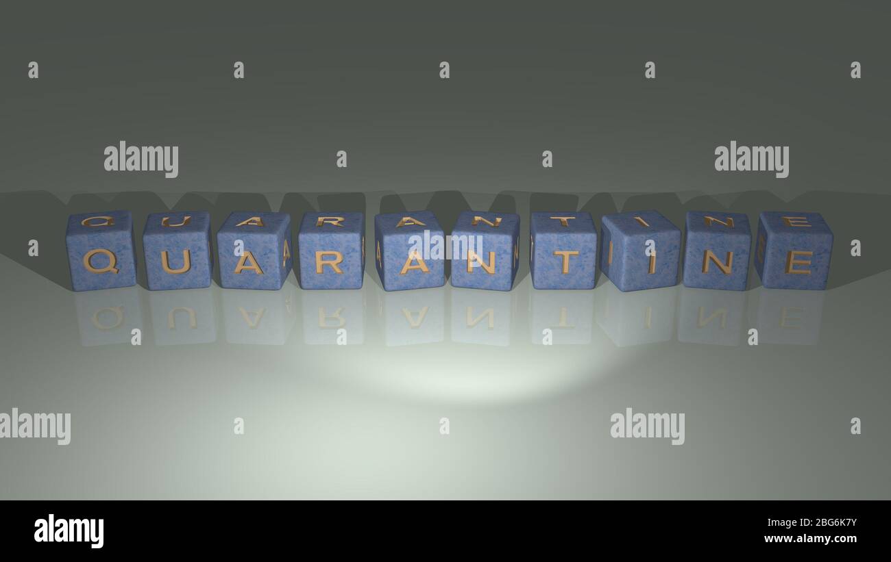 combination of Quarantine built by cubic letters from the top ...
