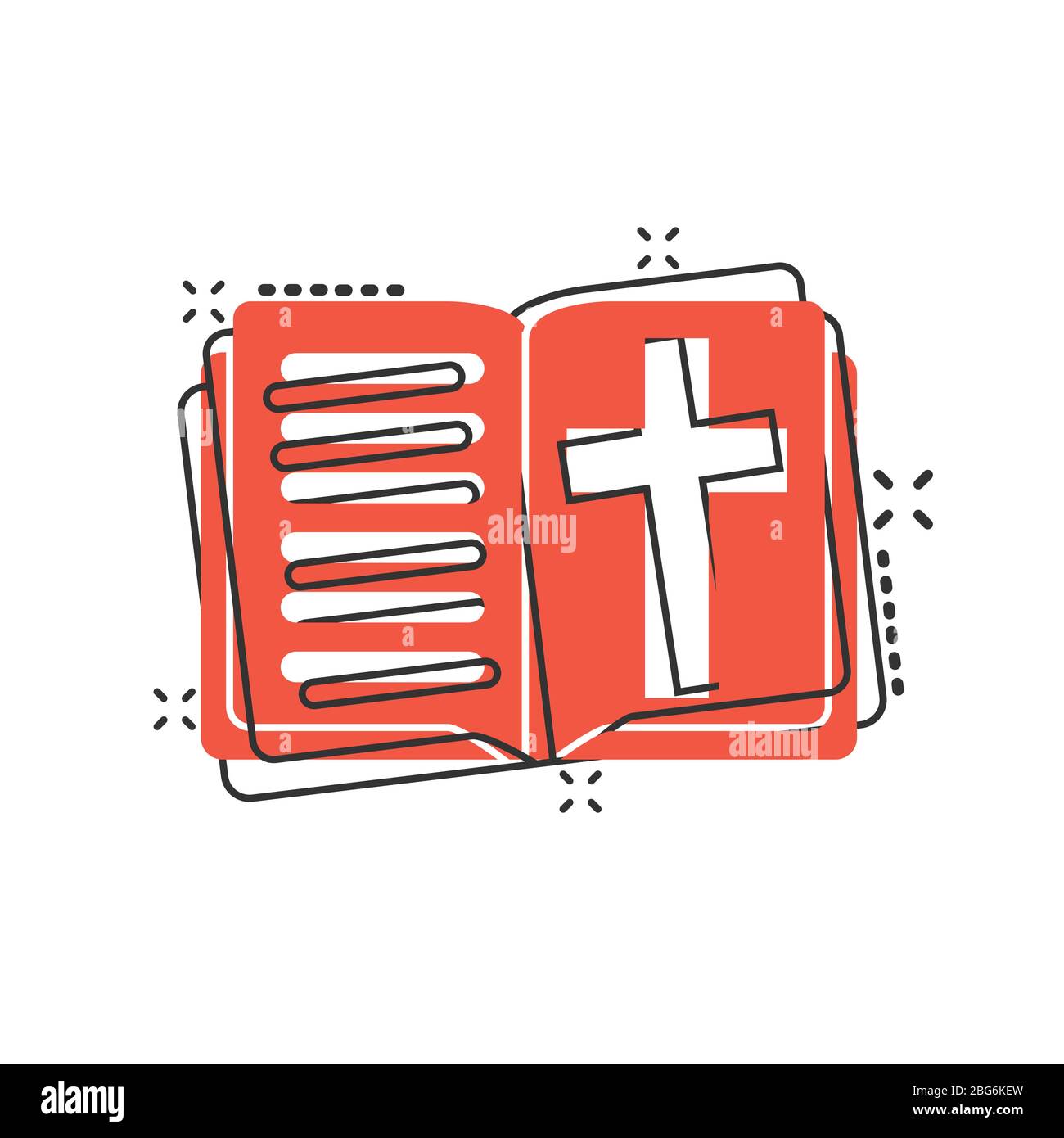 Bible book icon in comic style. Church faith cartoon vector ...