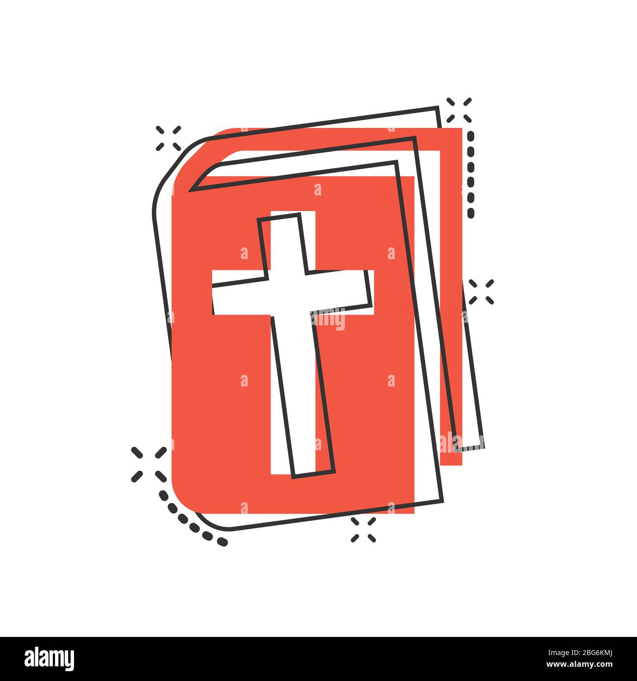 Bible book icon in comic style. Church faith cartoon vector ...