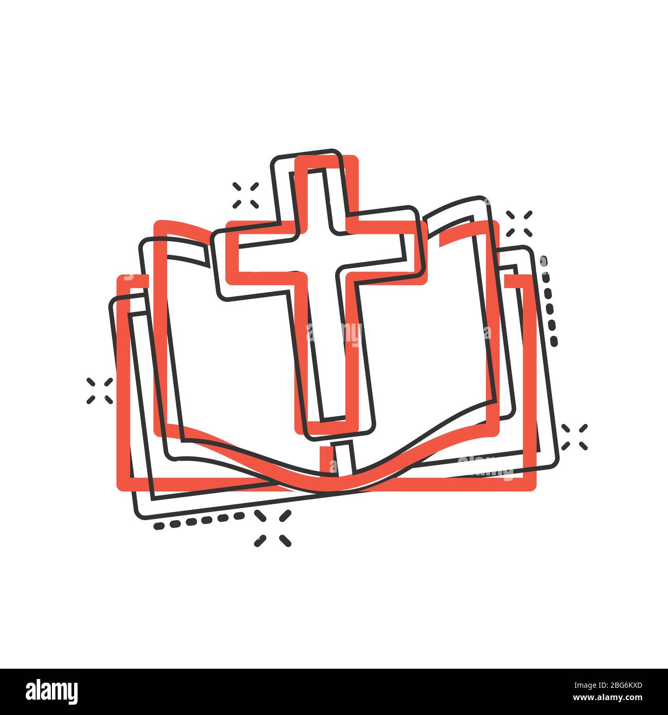 Bible book icon in comic style. Church faith cartoon vector ...