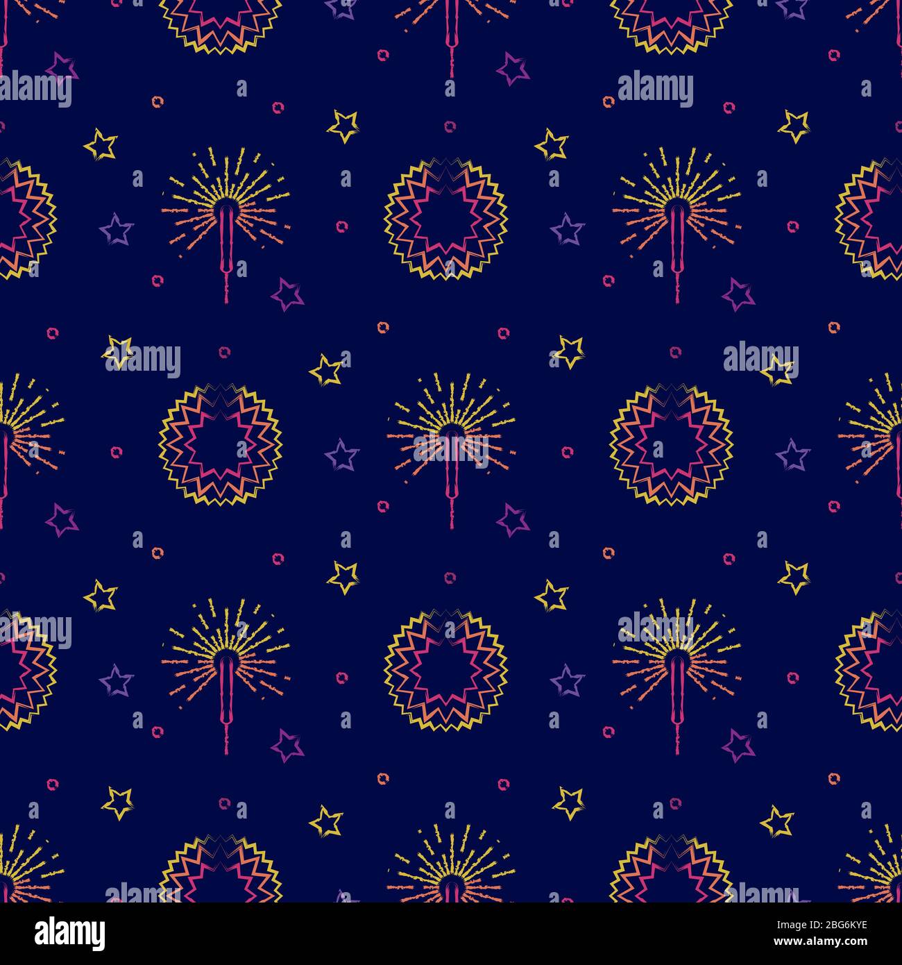 Fireworks, festive pyrotechnic and stars seamless background pattern ...