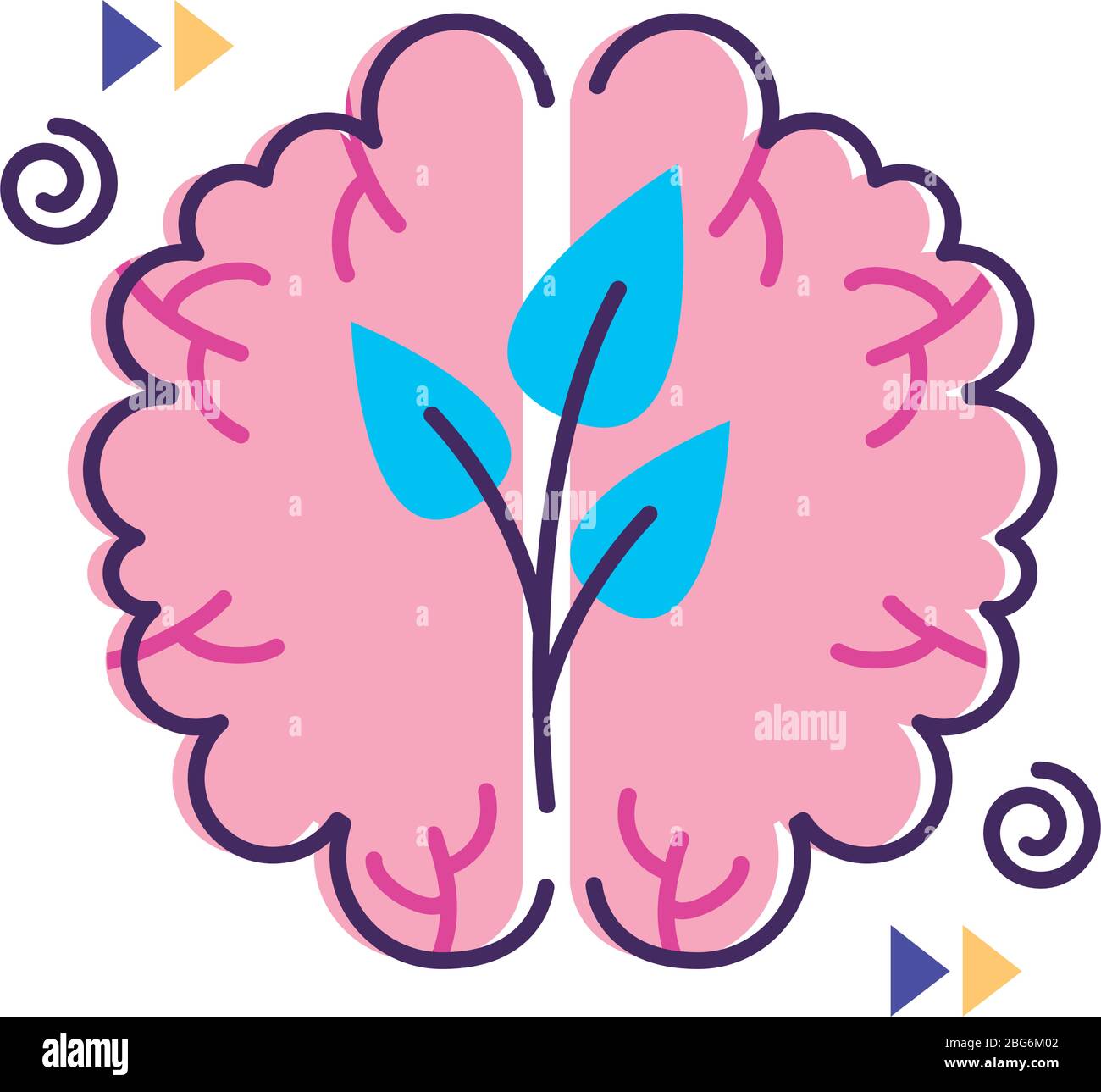 brain with plant mental health flat style icon Stock Vector Image & Art ...