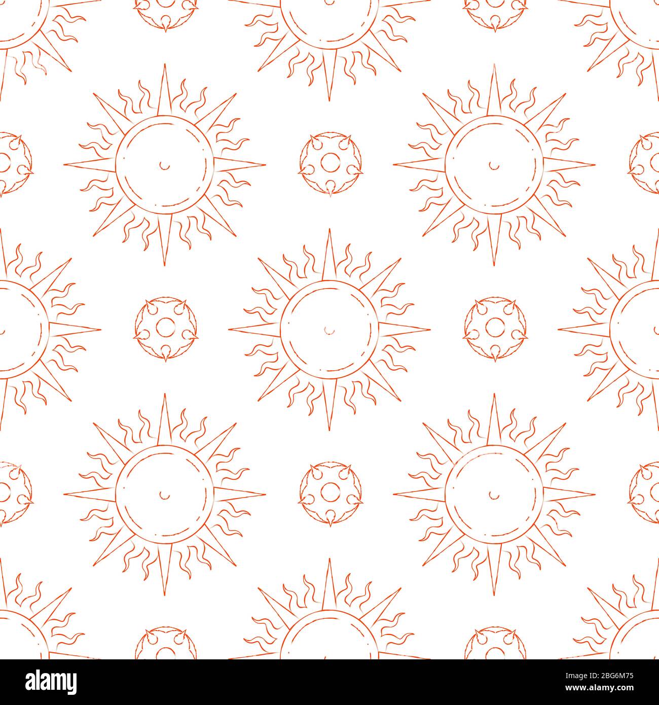 Hand drawn sun seamless pattern. Abstract summer seamless texture ...