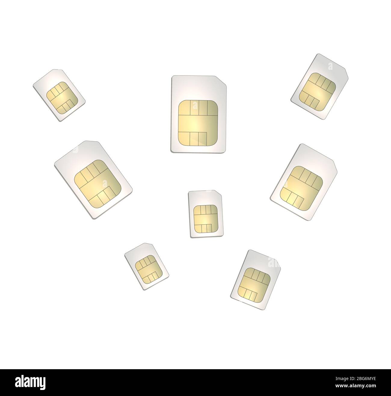 Sim cards, Isolated object on white background blank Stock Photo - Alamy