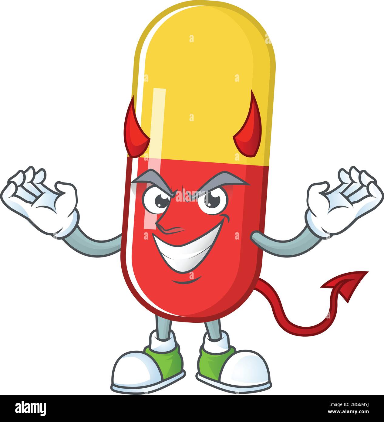 A picture of devil red yellow capsules cartoon character design Stock ...