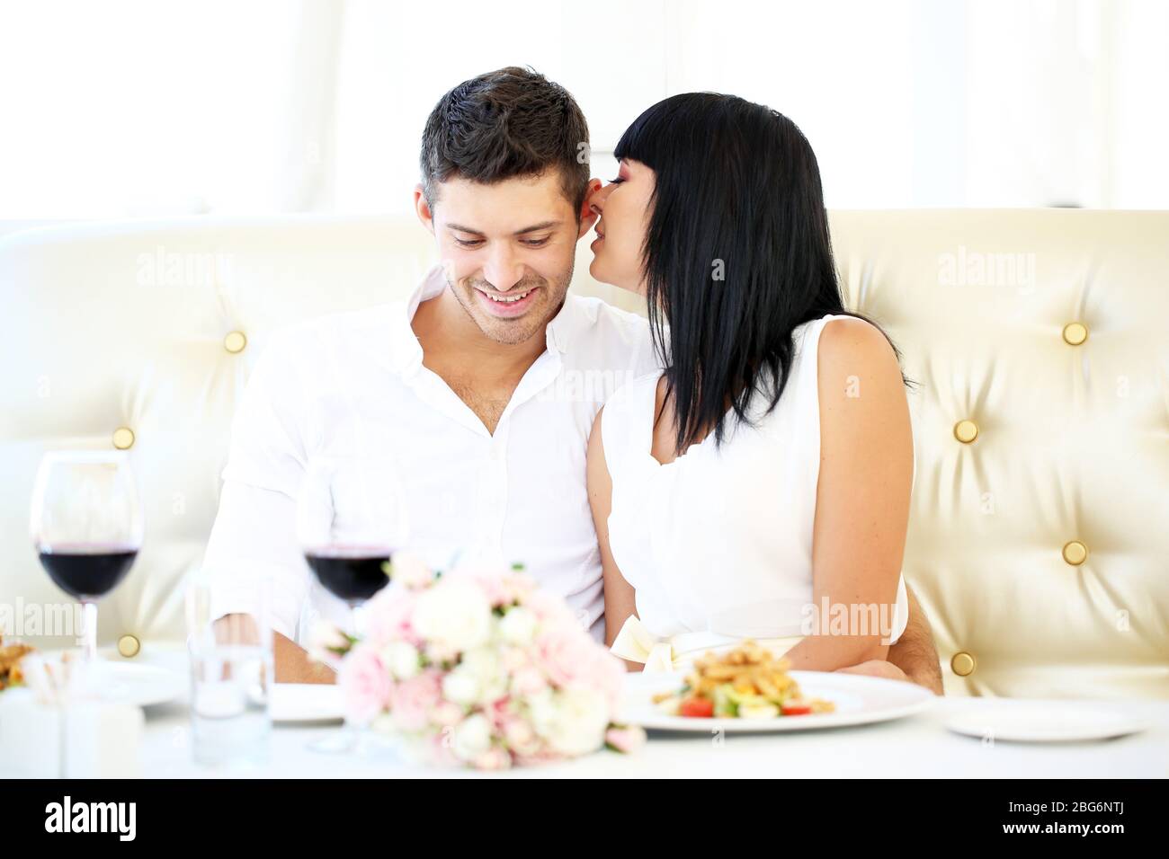 Beautiful couple having romantic dinner at restaurant Stock Photo - Alamy
