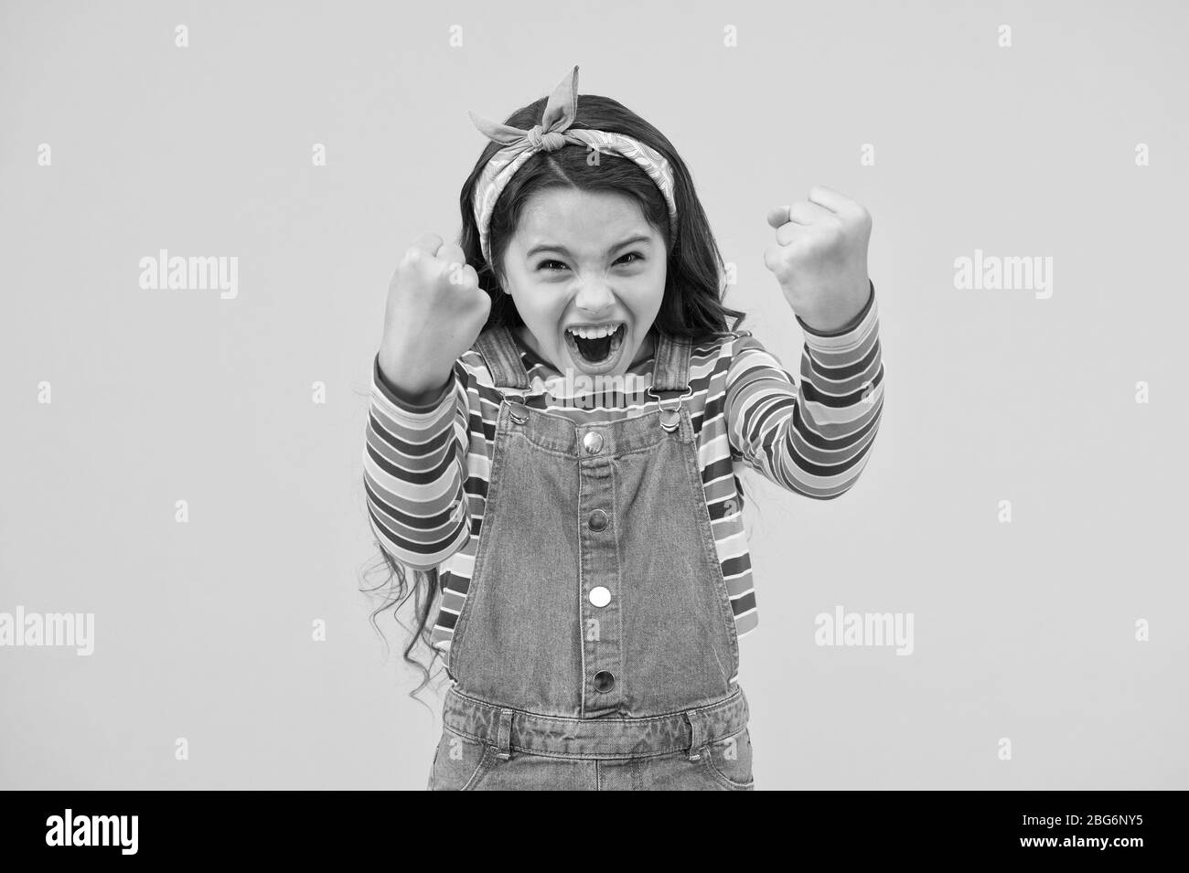 Strong temper. Threaten with physical attack. Kids aggression concept ...