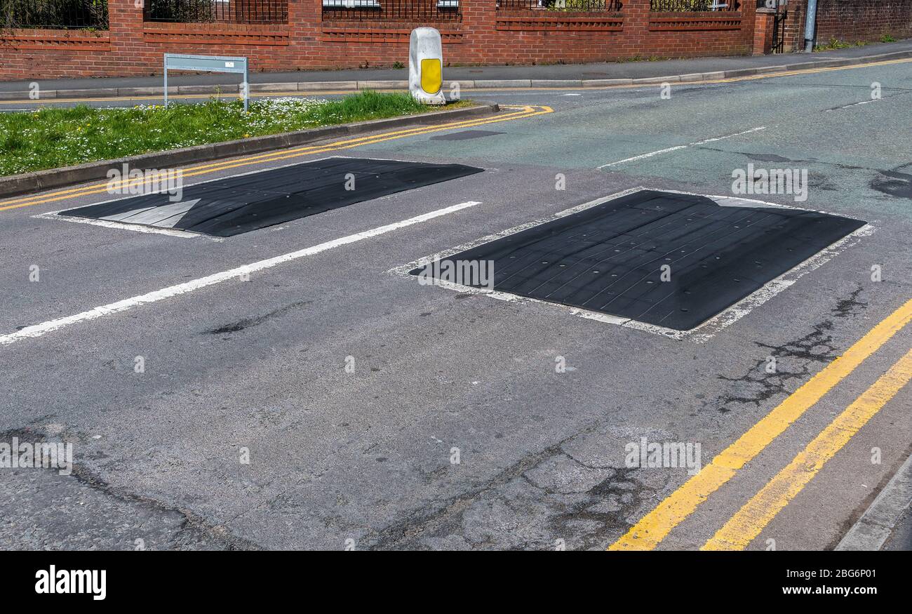 Rubber road bumps, humps in the middle of the road to reduce speed ...