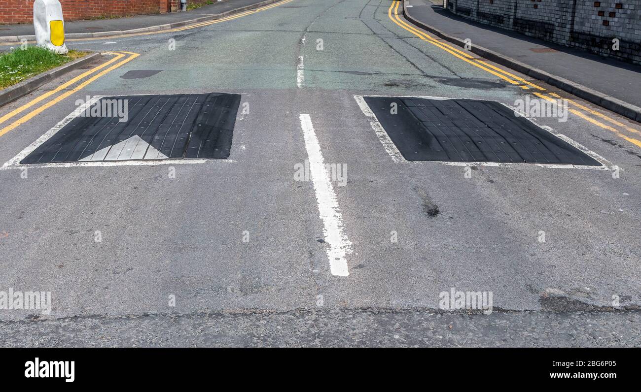 Rubber road bumps, humps in the middle of the road to reduce speed ...