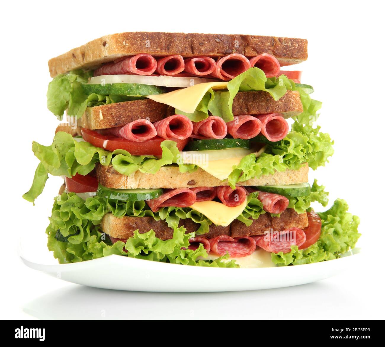 Huge sandwich, isolated on white Stock Photo - Alamy