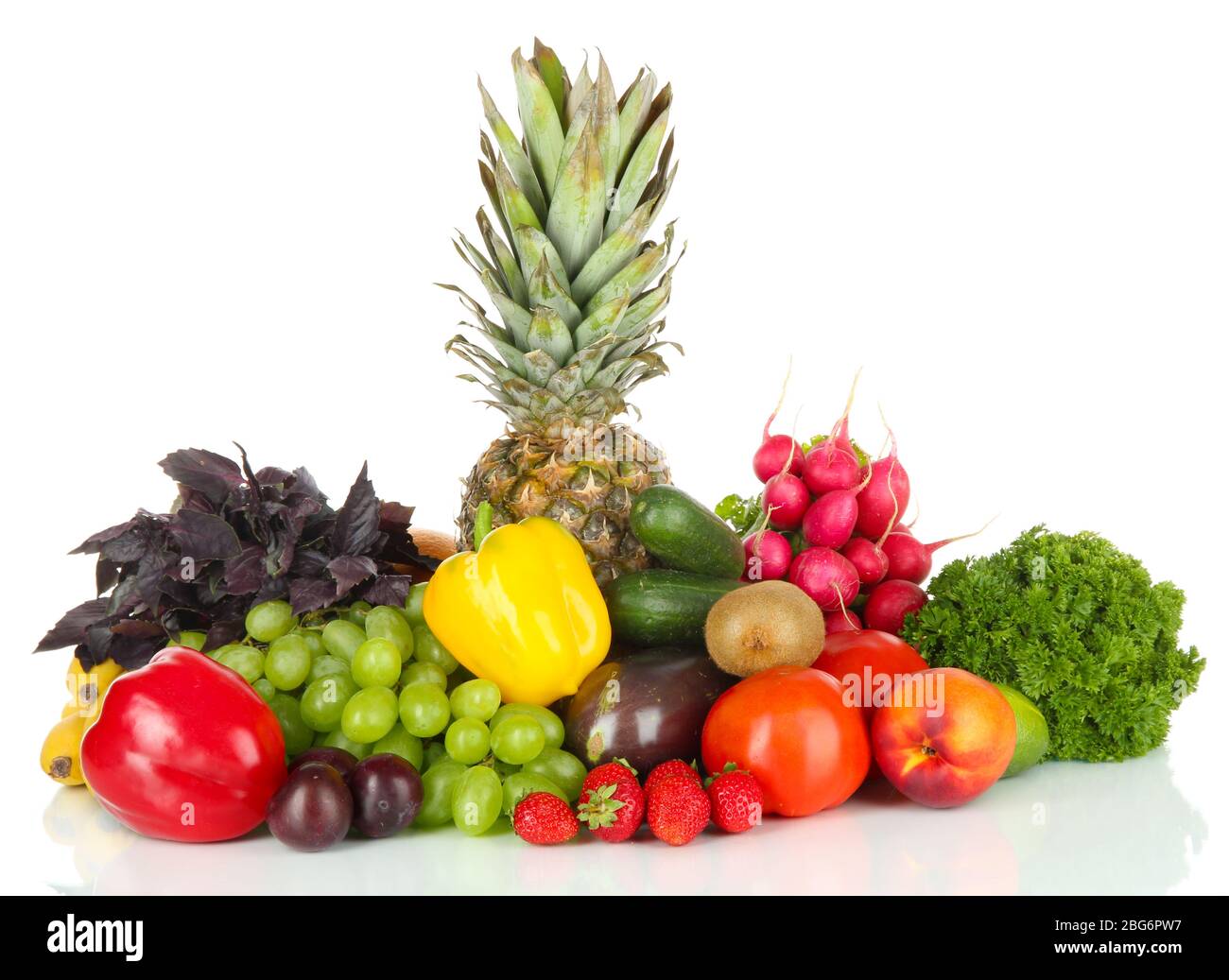 Different fruits and vegetables isolated on white Stock Photo - Alamy