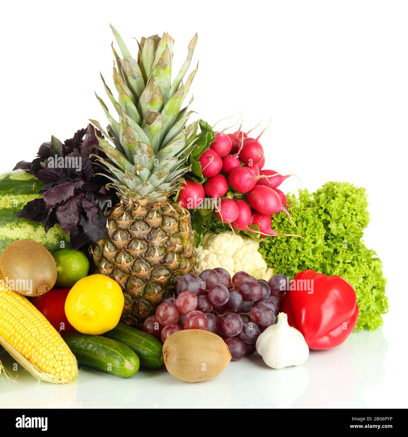 Different fruits and vegetables isolated on white Stock Photo - Alamy