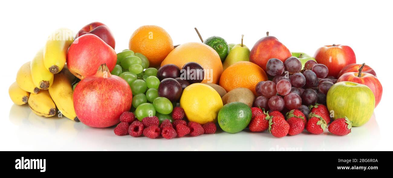 Different fruits isolated on white Stock Photo - Alamy