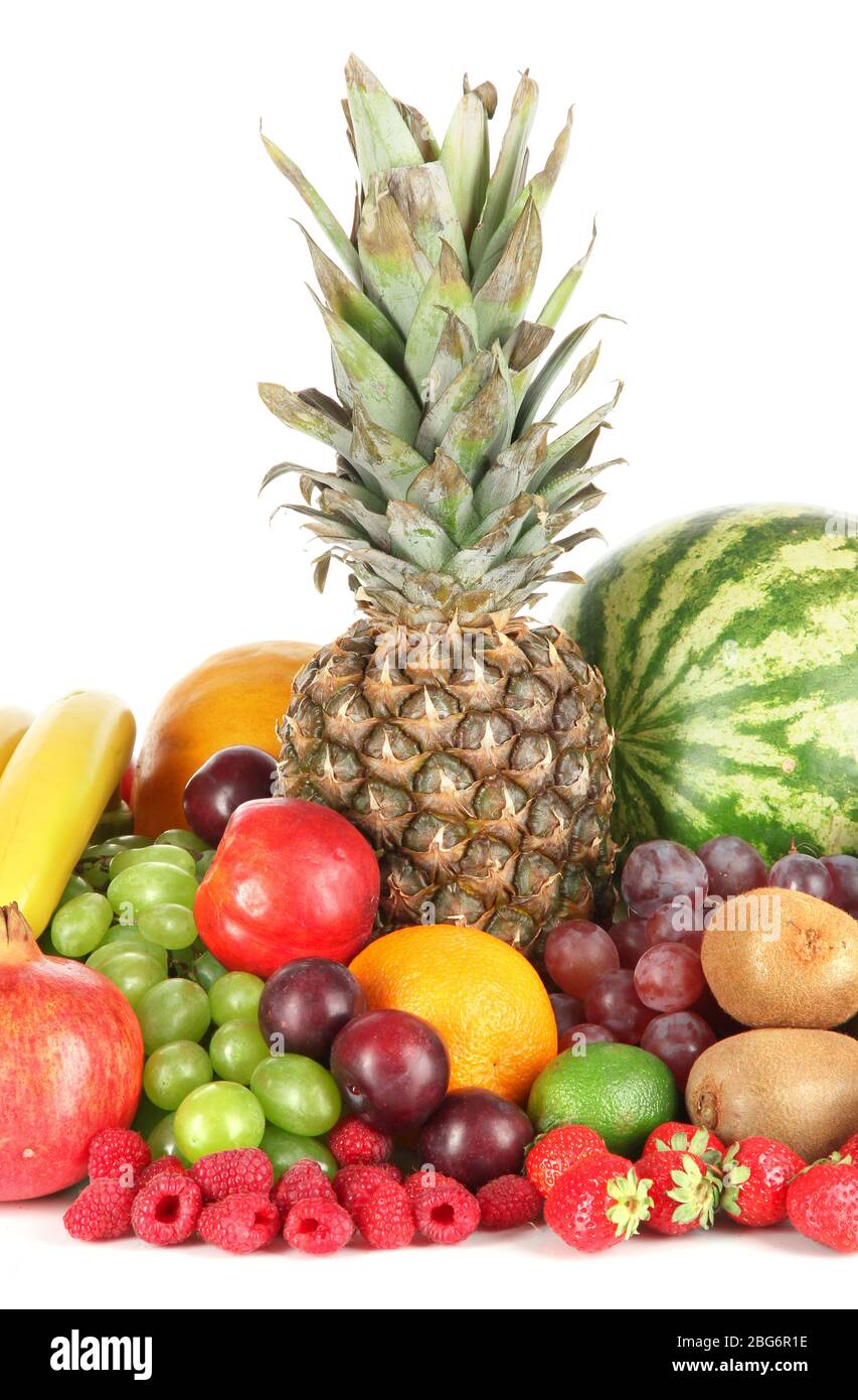 Different fruits isolated on white Stock Photo - Alamy