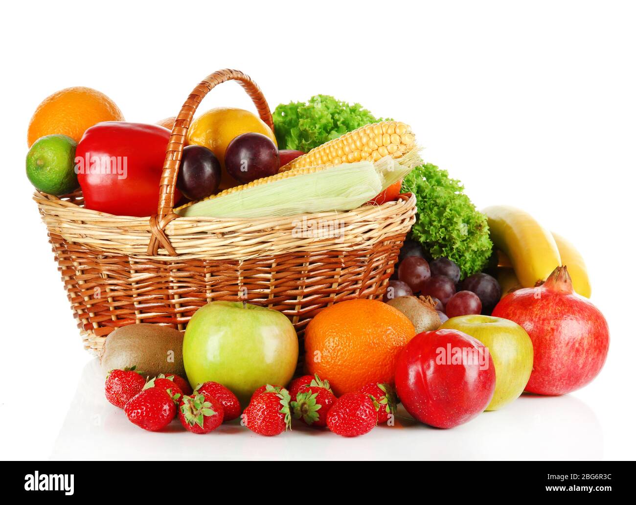 Different fruits and vegetables isolated on white Stock Photo - Alamy