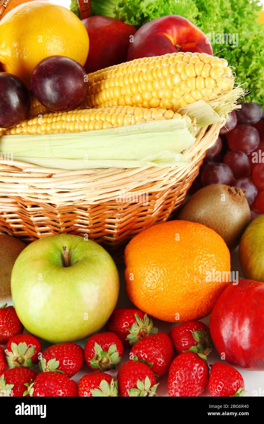 Different fruits and vegetables close-up Stock Photo - Alamy
