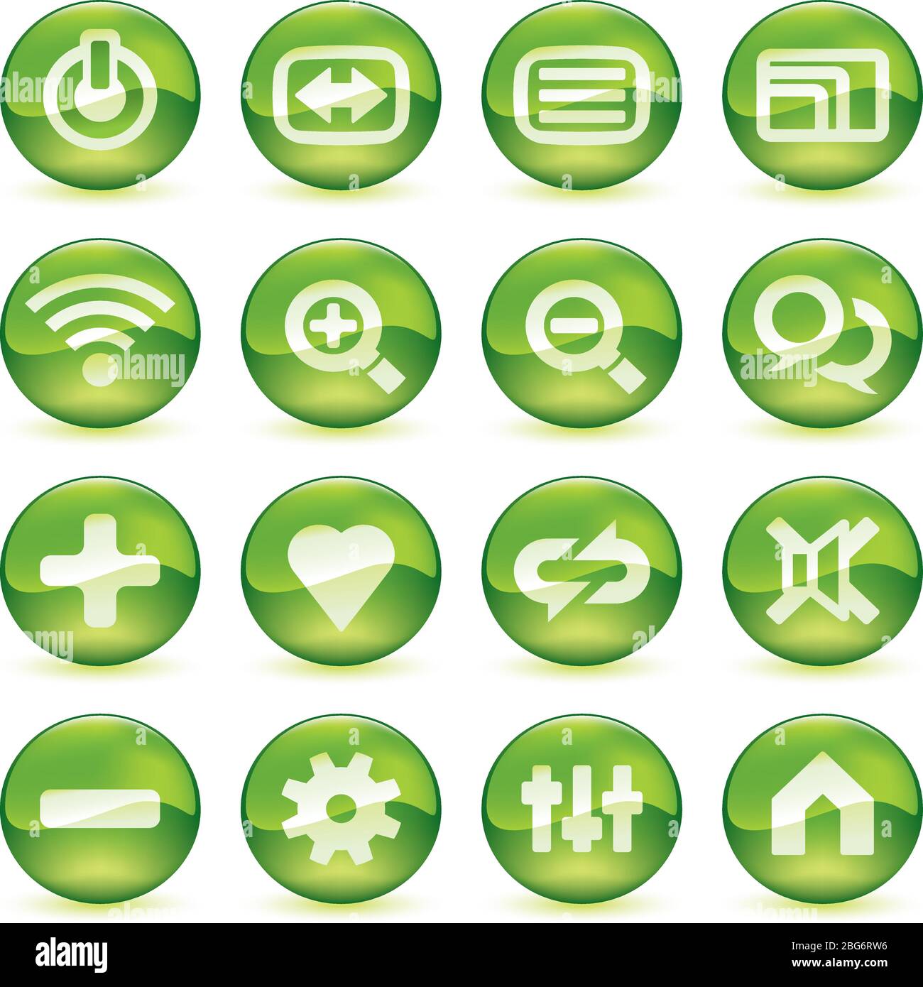 Vector illustration. Icons of media control in circular buttons. Color ...