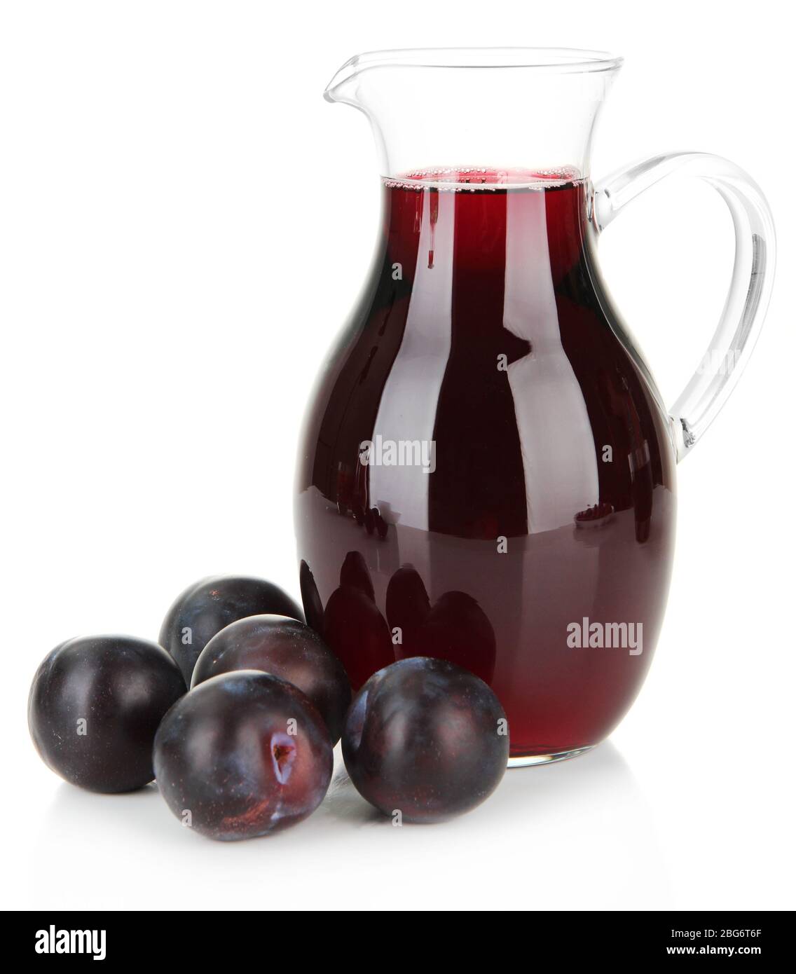 Delicious plum juice isolated on white Stock Photo - Alamy