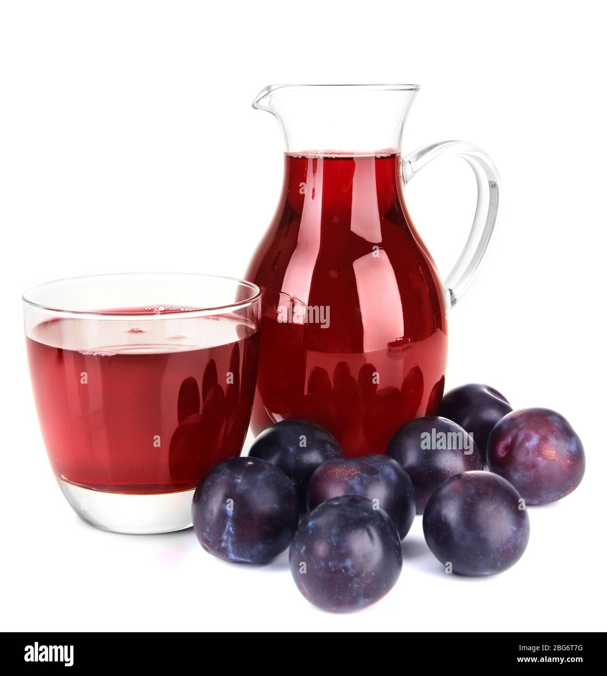 Delicious plum juice isolated on white Stock Photo - Alamy