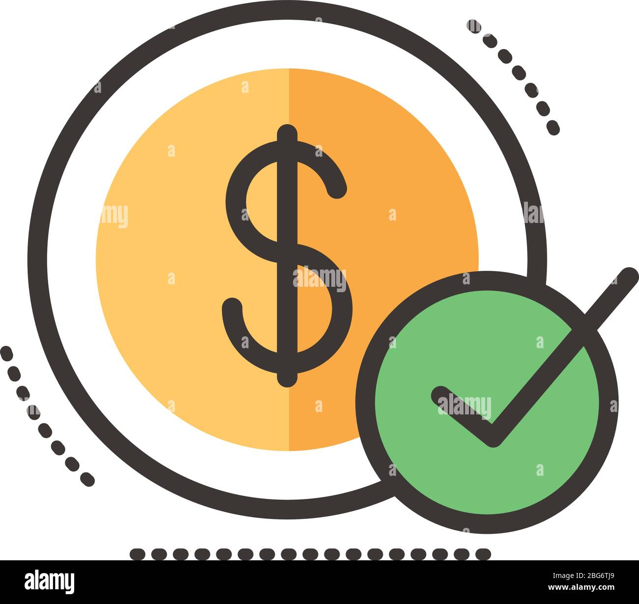 coin dollar with check symbol line and fill style Stock Vector Image ...