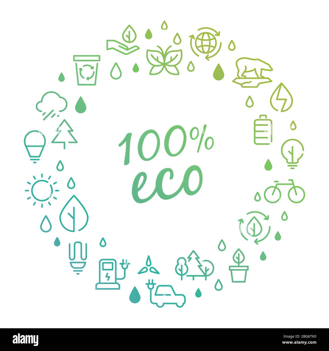 Eco products logo concept with line icons isolated on white. Vector ...