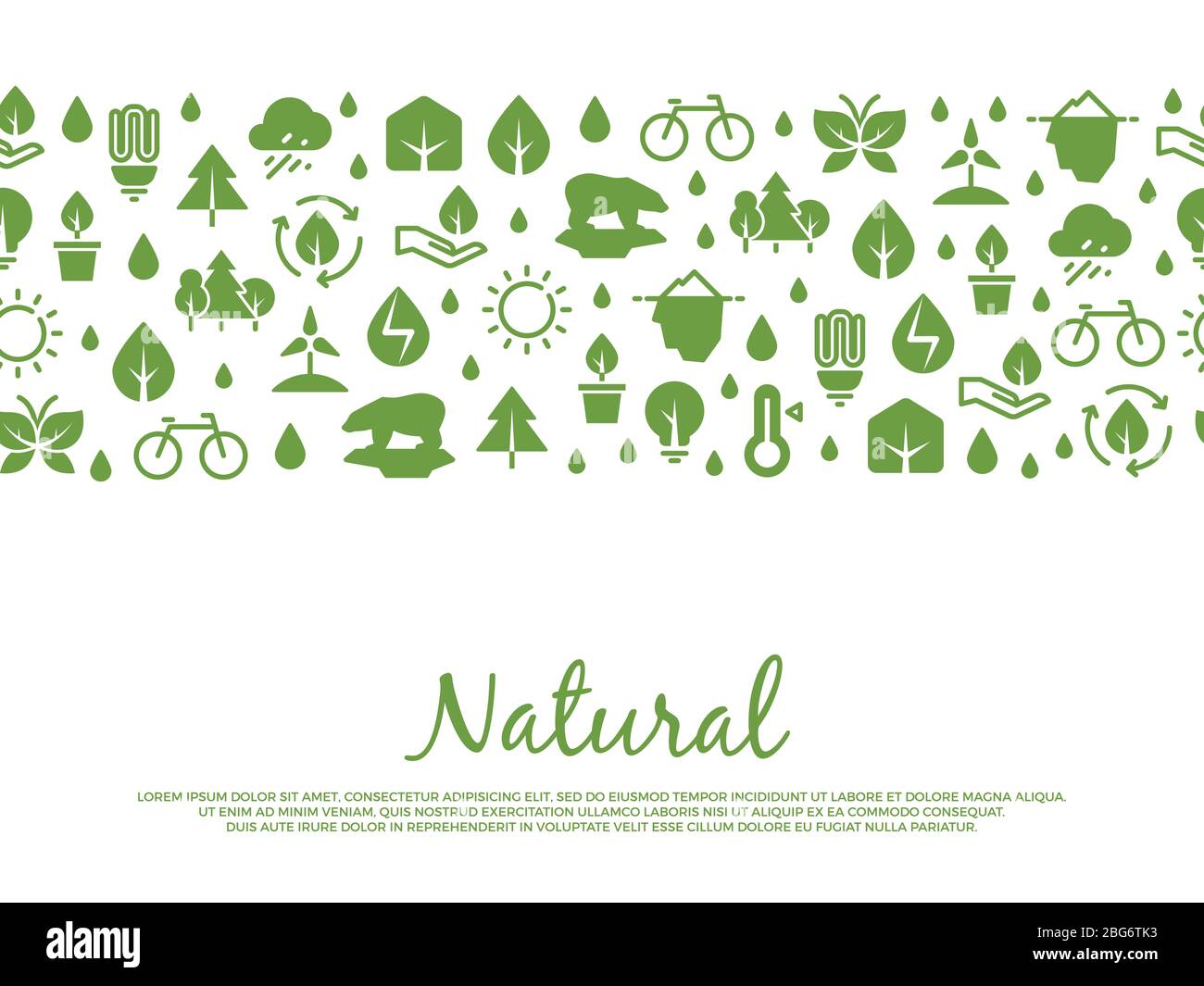 Eco icons banner background. Natural, save nature elements pattern ...