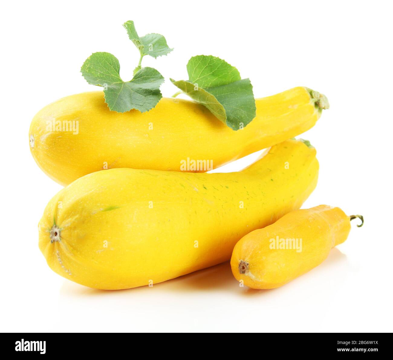 Raw yellow zucchini with leaves, isolated on white Stock Photo - Alamy
